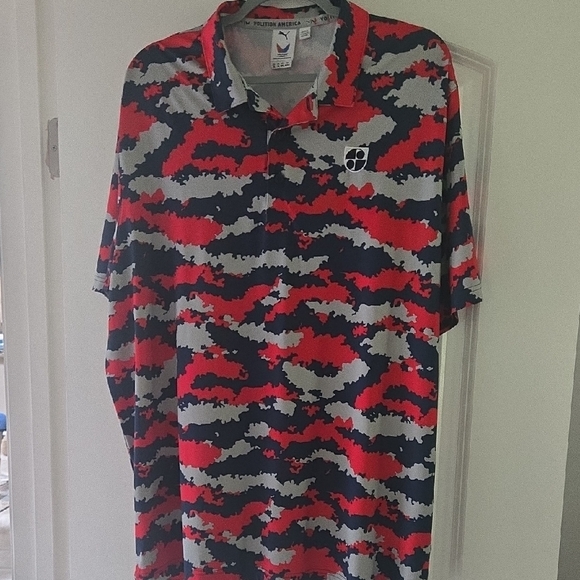 Puma | Shirts | Puma Red And Gray Polo Shirt With Camouflage Design ...
